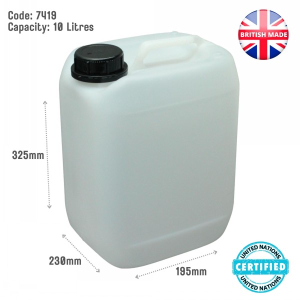 Plastic Stackable Jerry Can With Cap 10 Litre UN | 3JC