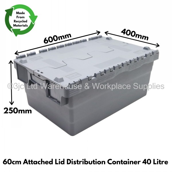Attached Lid Distribution Container 60cm 40 Litre | 3JC