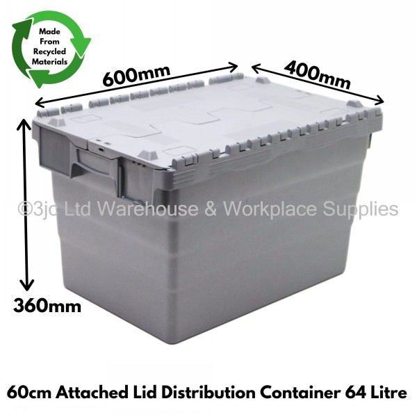 Attached Lid Distribution Container 60cm 64 Litre | 3JC