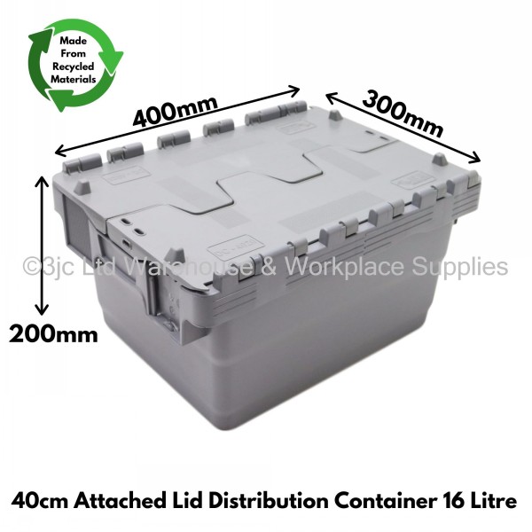 Attached Lid Distribution Container 40cm 16 Litre | 3JC