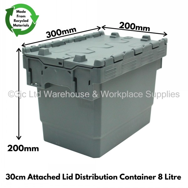 Attached Lid Distribution Container 30cm 08 Litre | 3JC