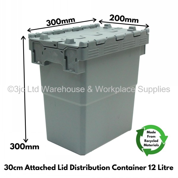 Attached Lid Distribution Container 30cm 12 Litre | 3JC