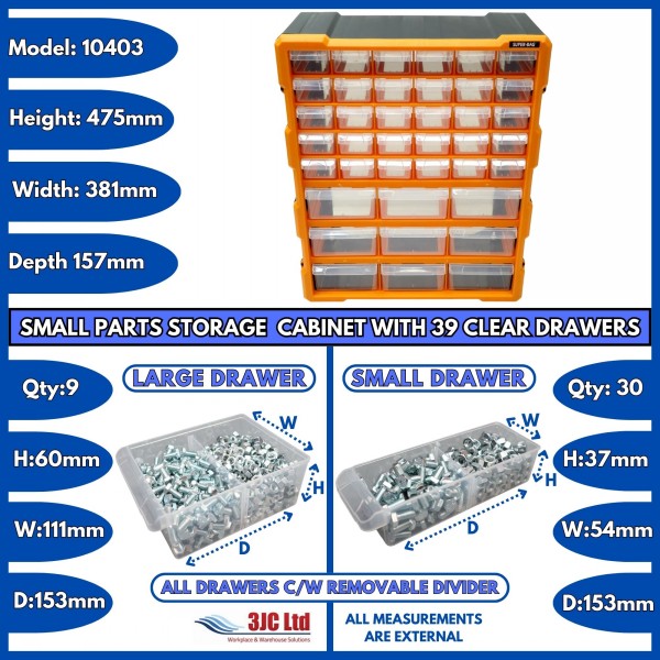 Storr Parts Storage Cabinet Organiser 39 Drawer | 3JC
