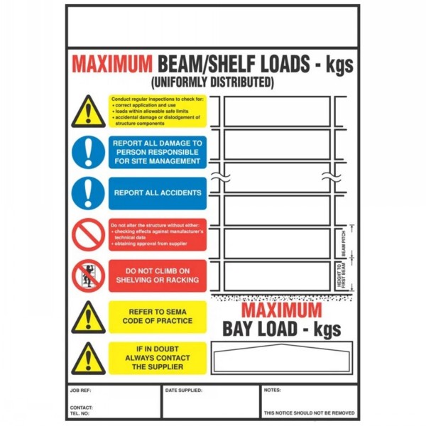 Loading Sign For Pallet Racking & Shelving | 3JC