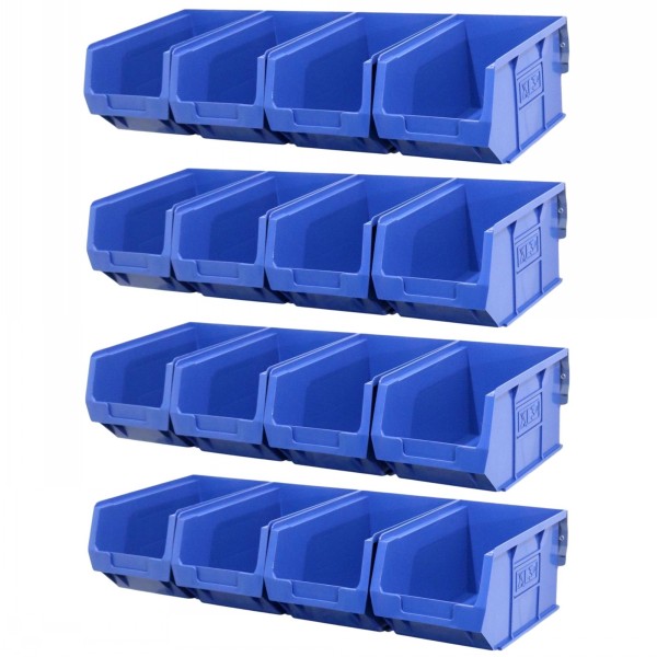 Parts Bins & Wall Rail Set 16 x Size 3 | 3JC