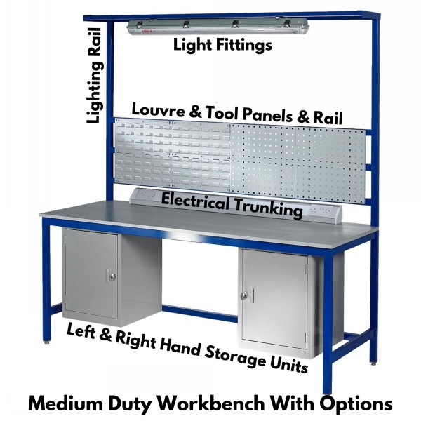 Medium Duty Workbench: Steel & Bonded Rubber Top | 3JC