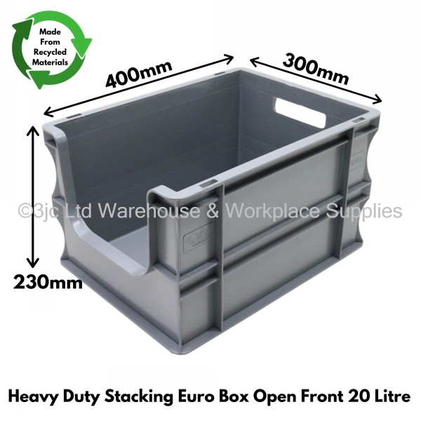 Heavy Duty Stacking Euro Box 40cm 20 Litre Open Front | 3JC
