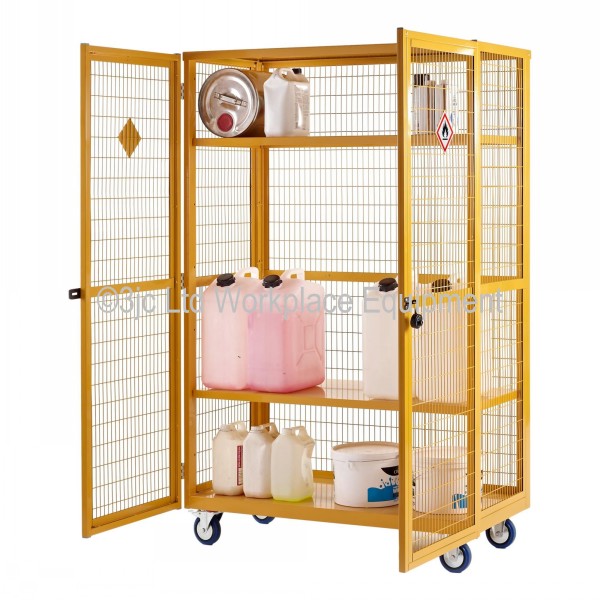 Hazardous Security Storage Cage Trolley With Doors | 3JC