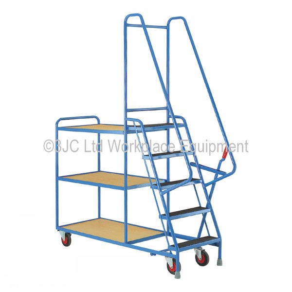 Mobile Steps Tray Trolley 5 Tread 3 Tier | 3JC