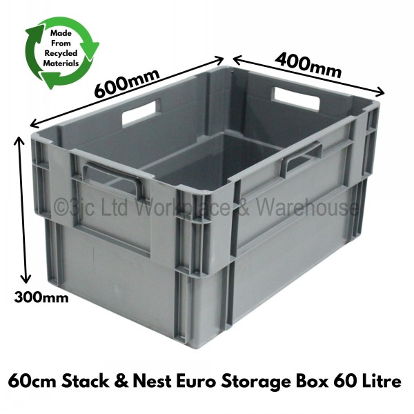Standard Euro Box 60cm Solid Sides & Base 60 Litre | 3JC