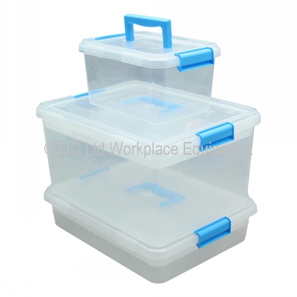 TML Clear Plastic Storage Box & Clippy Lid Set Of 3 | 3JC