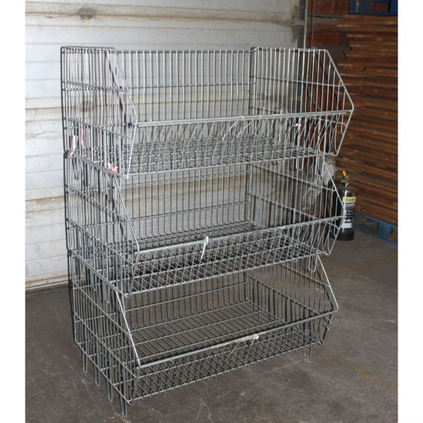 Used Galvanised Wire Mesh Stacking Display Basket | 3JC
