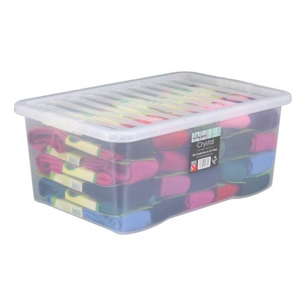 Wham Crystal Plastic Storage Box & Lid Size 14 (45 Litre) | 3JC