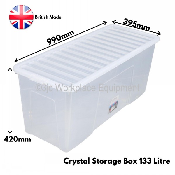 Wham Crystal Plastic Storage Box & Lid Size 20 133 Litre | 3JC